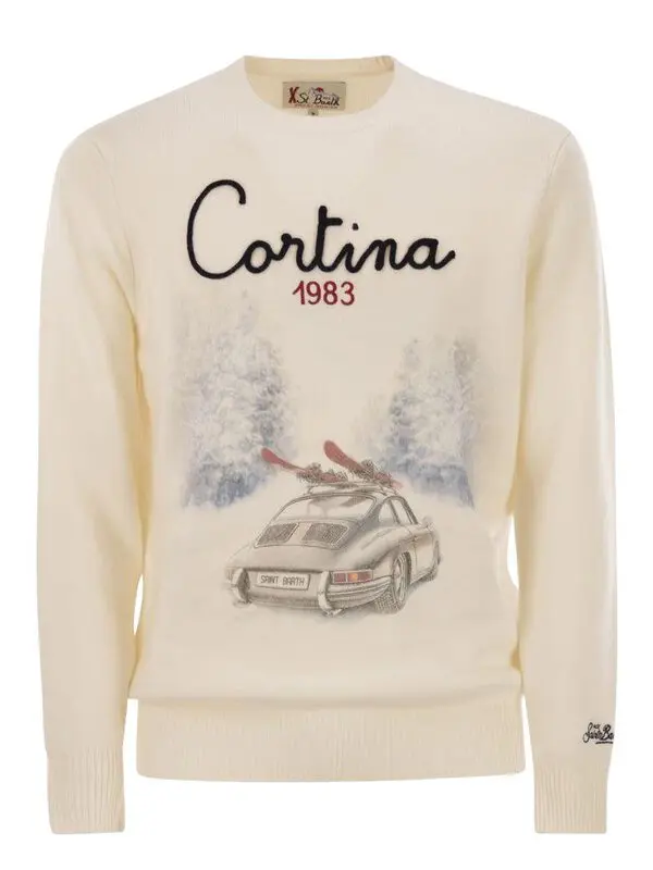 MC2 SAINT BARTH Heron Crew Neck Sweater With Embroidery - Beige
