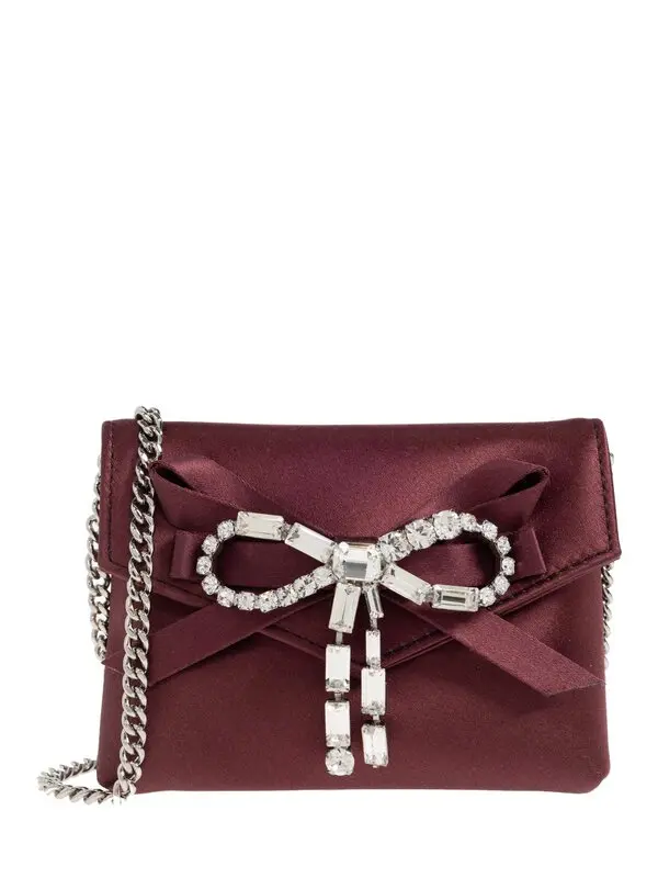 JIMMY CHOO Satin Bag With Bow Detail - Burgundy
