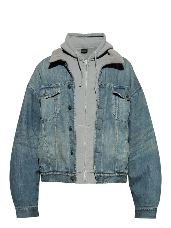 Balenciaga Insulated Denim Trucker Jacket - Blue