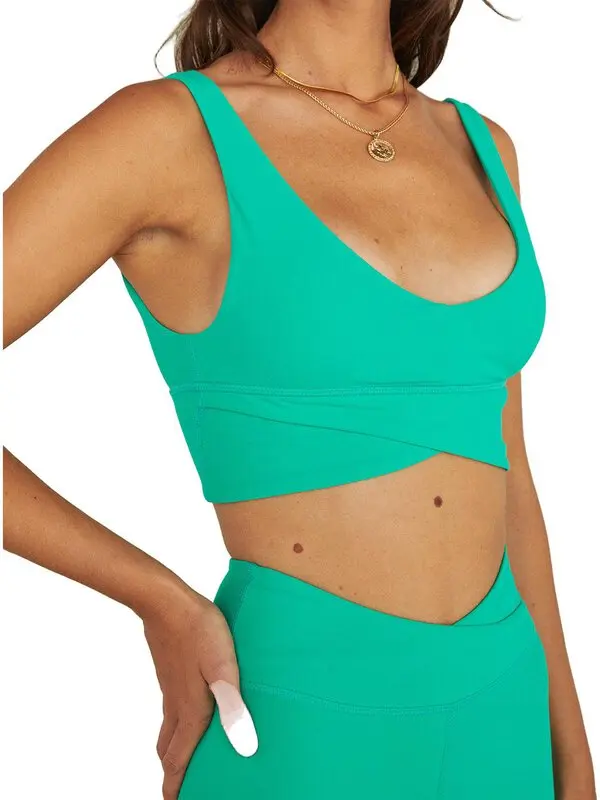 Carbon38 Wrap Sports Bra In Melt - Green