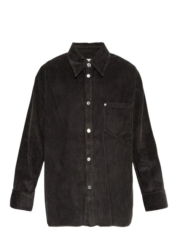 Ami Corduroy Button-up Shirt - Grey