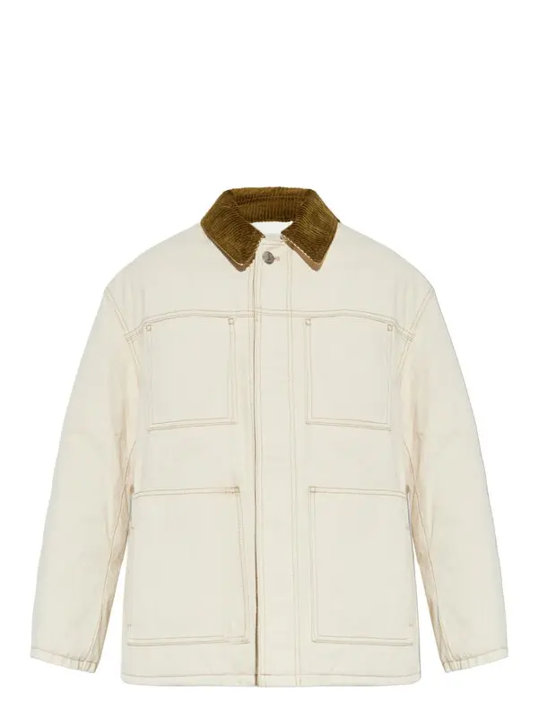 Ami Insulated Jacket With Corduroy Collar - Cream