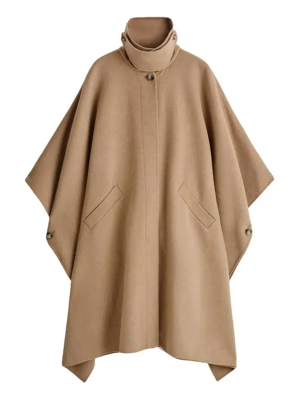 Cos Double-faced Wool Long Cape - Beige