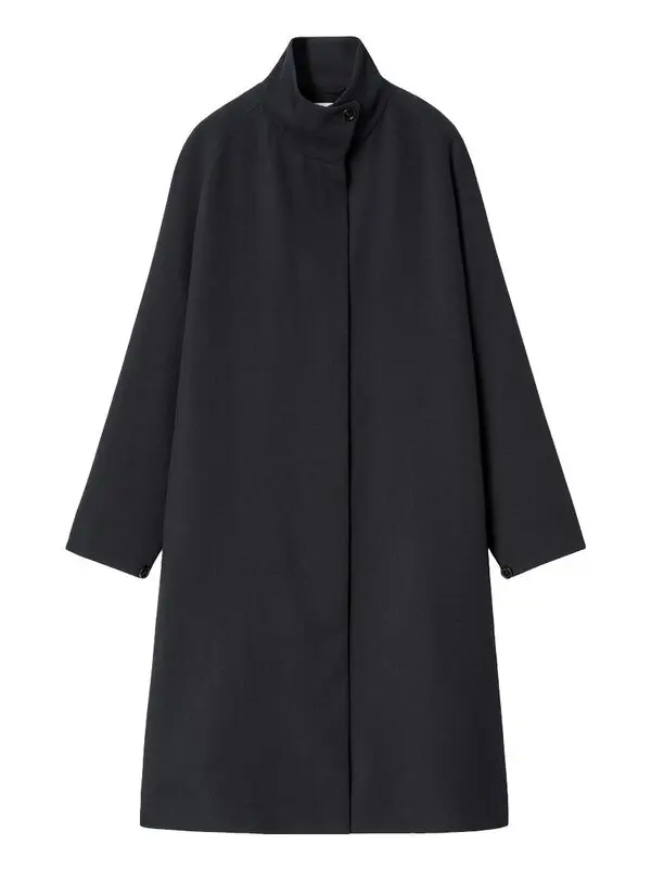 Cos Trapeze Wool-blend Long Coat - Navy