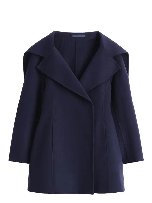 Cos Sculpted Double-faced Wool Short Coat - Blue