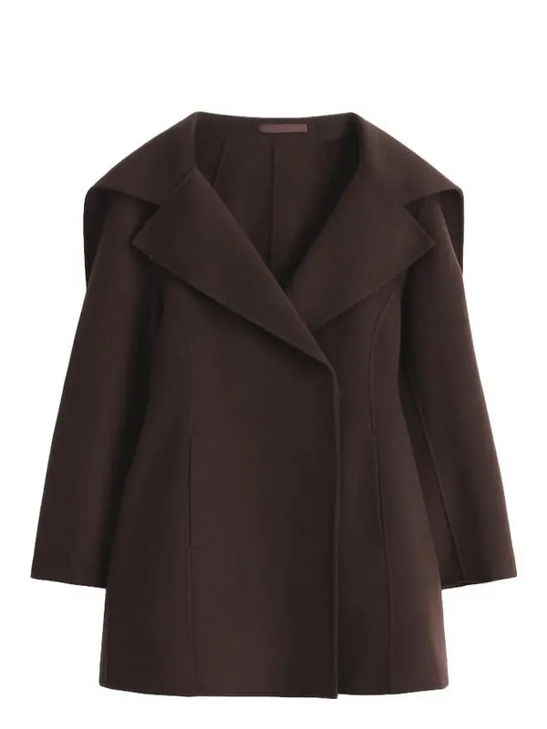 Cos Sculpted Double-faced Wool Short Coat - Brown