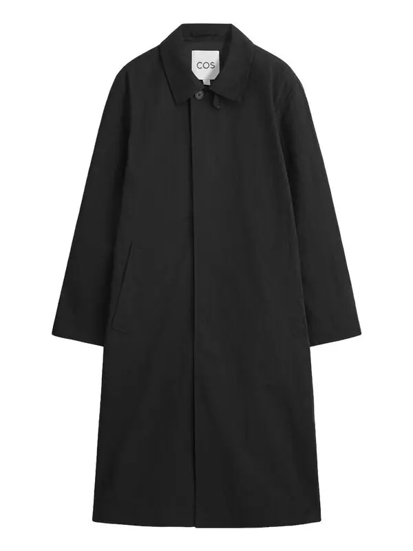 Cos Cotton Blend Long Trench Coat - Black