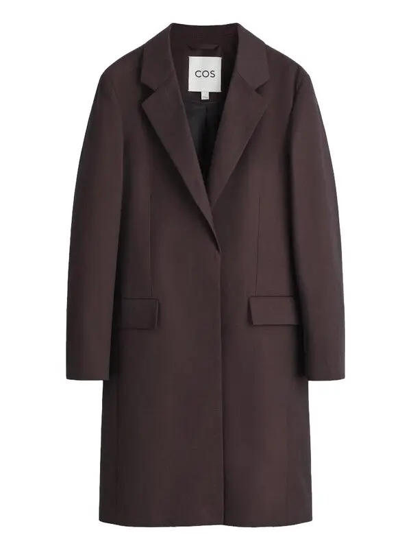 Cos Tailored Cotton Long Coat - Red