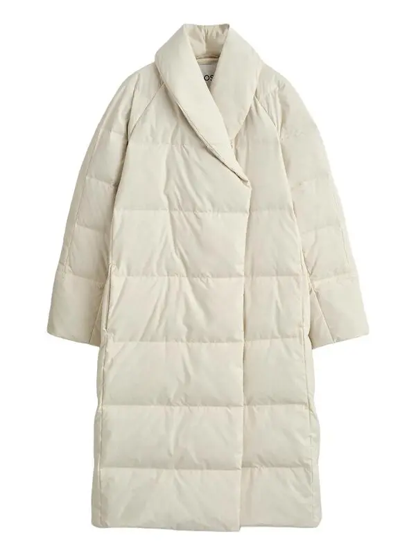 Cos Shawl-collar Quilted Down Long Coat - White