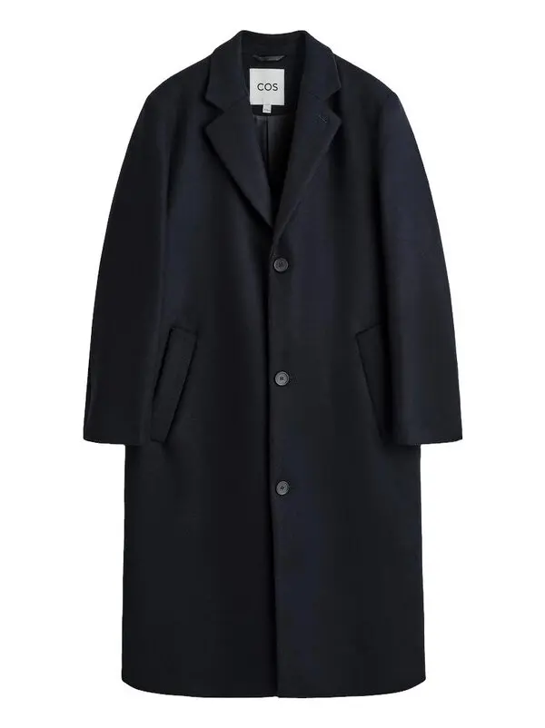 Cos Single-breasted Long Coat - Navy