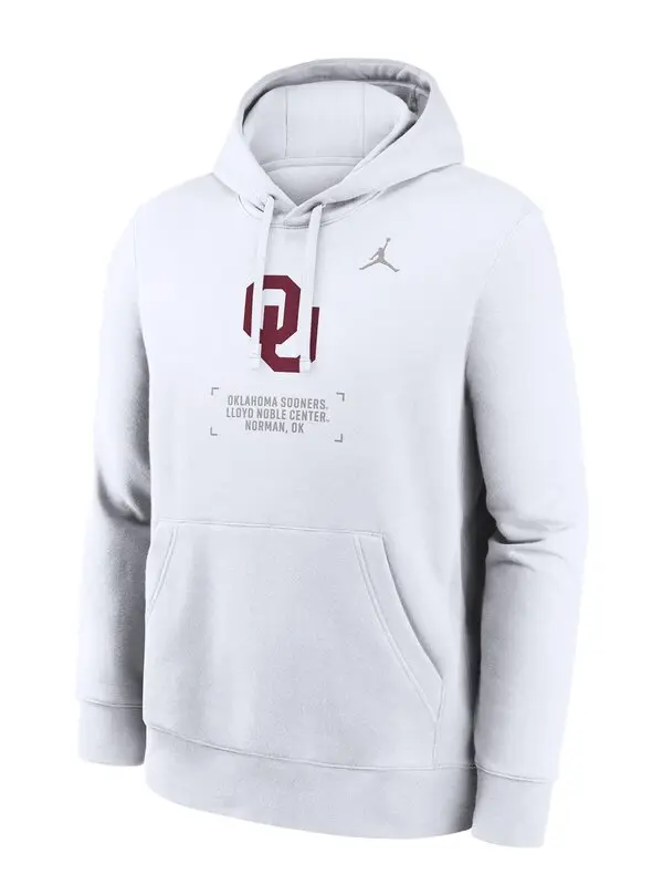 JORDAN Oklahoma Club Basketball 2-hit College Pullover Hoodie - White
