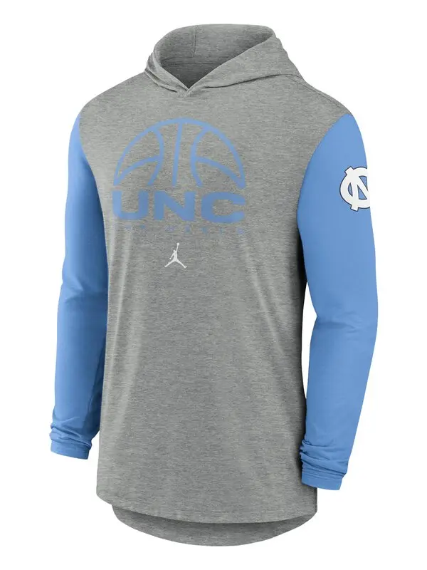 JORDAN North Carolina Basketball Brand Dri-fit College Long-sleeve Hooded T-shirt - Grey