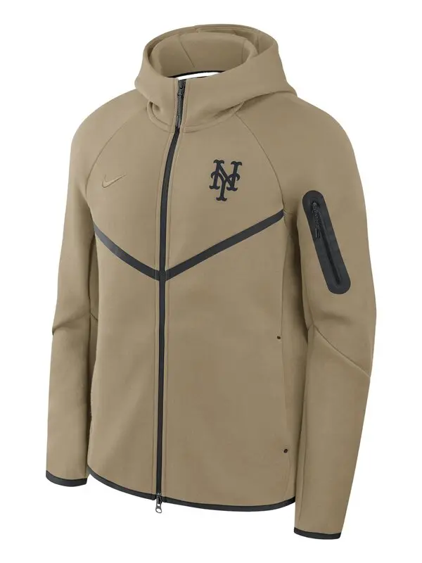 Nike New York Mets Tech Fleece Windrunner Mlb Full-zip Hooded Jacket - Brown