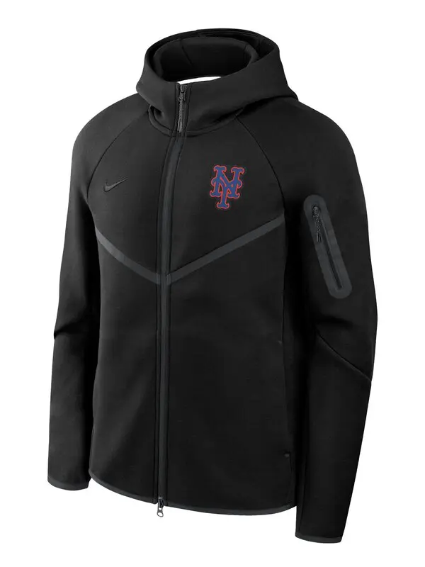 Nike New York Mets Tech Fleece Windrunner Mlb Full-zip Hooded Jacket - Black