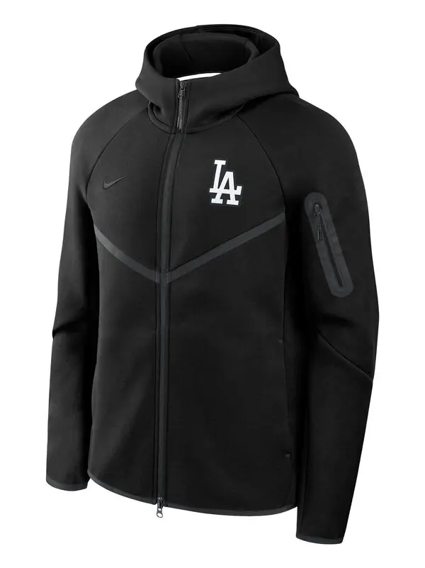 Nike Los Angeles Dodgers Tech Fleece Windrunner Mlb Full-zip Hooded Jacket - Black