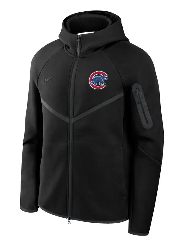 Nike Chicago Cubs Tech Fleece Windrunner Mlb Full-zip Hooded Jacket - Black