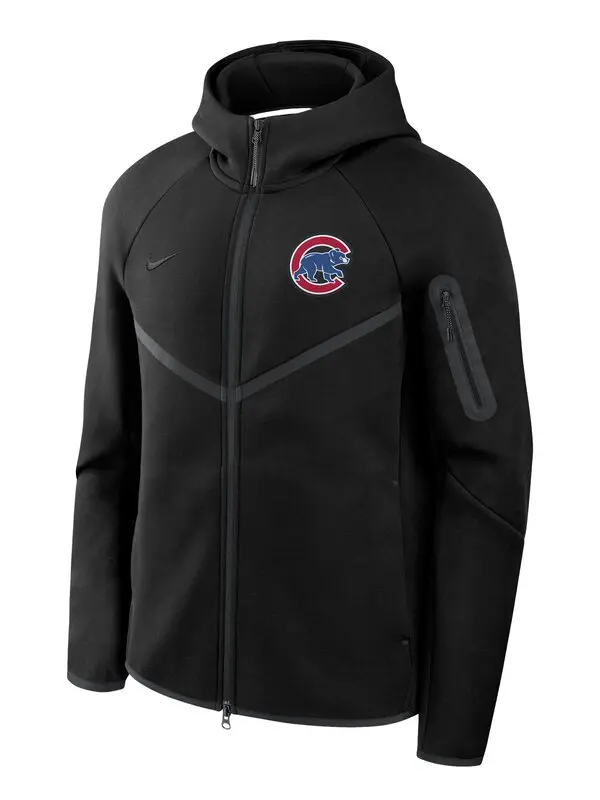 Nike Chicago Cubs Tech Fleece Windrunner Mlb Full-zip Hooded Jacket - Black