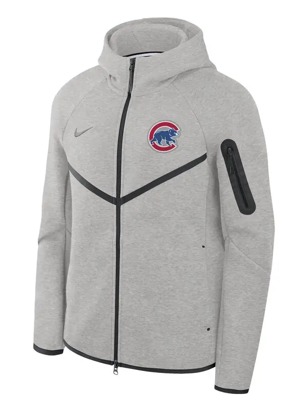 Nike Chicago Cubs Tech Fleece Windrunner Mlb Full-zip Hooded Jacket - Grey