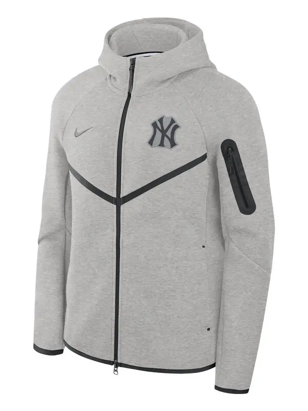 Nike New York Yankees Tech Fleece Windrunner Mlb Full-zip Hooded Jacket - Grey