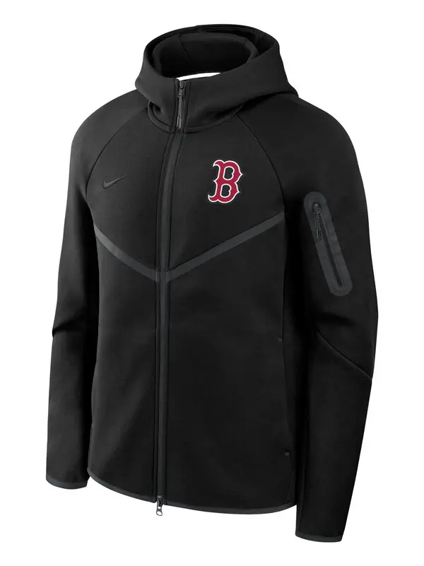 Nike Boston Red Sox Tech Fleece Windrunner Mlb Full-zip Hooded Jacket - Black