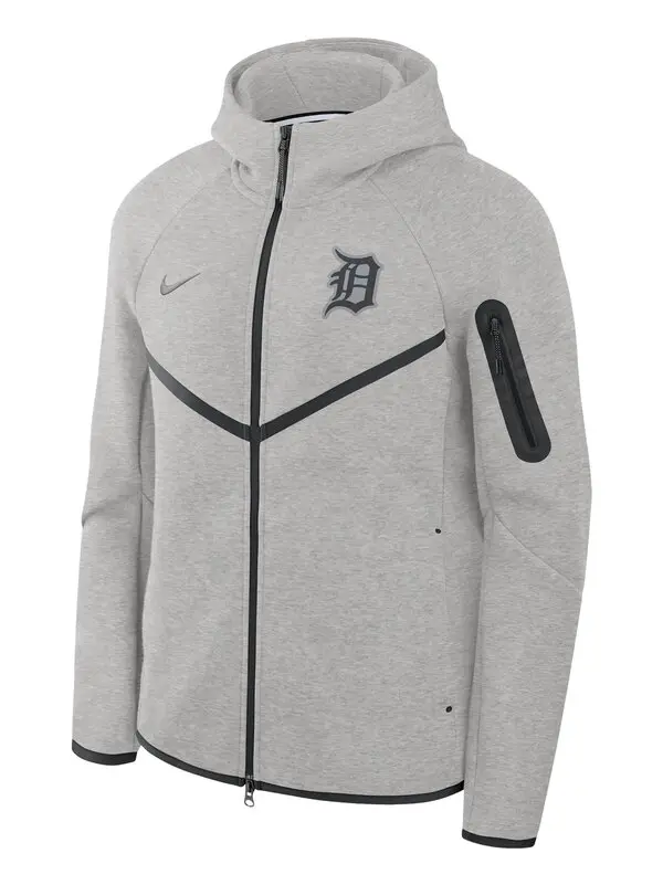 Nike Detroit Tigers Tech Fleece Windrunner Mlb Full-zip Hooded Jacket - Grey