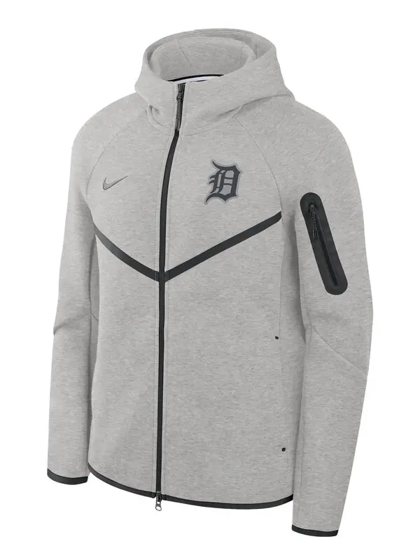 Nike Detroit Tigers Tech Fleece Windrunner Mlb Full-zip Hooded Jacket - Grey
