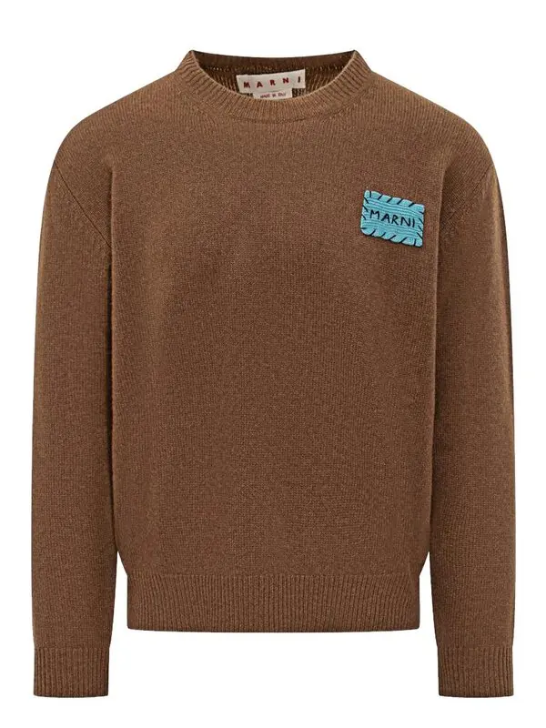 Marni Sweater With Logo Patch - Brown