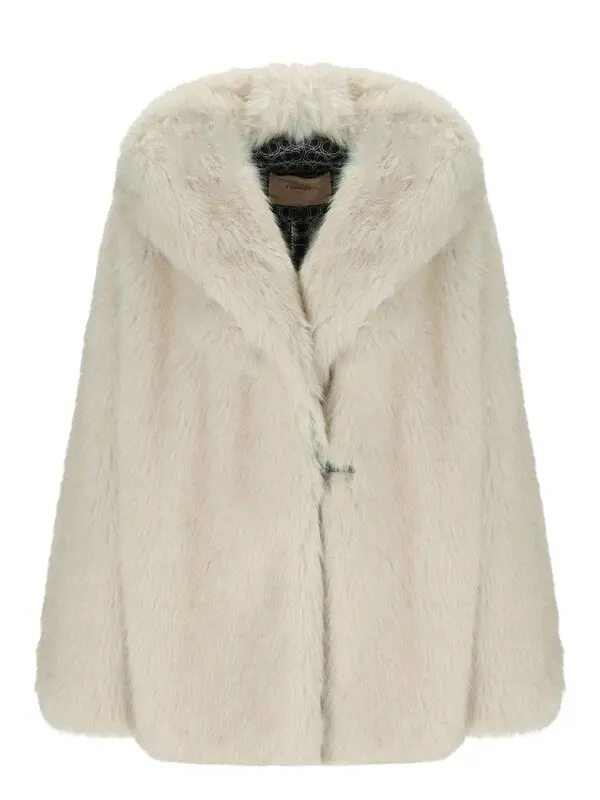 TWINSET Faux Fur Jacket - Beige