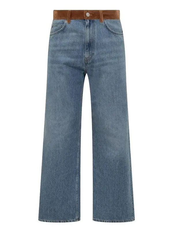 Marni Wide-leg Jeans With Suede Detail - Blue