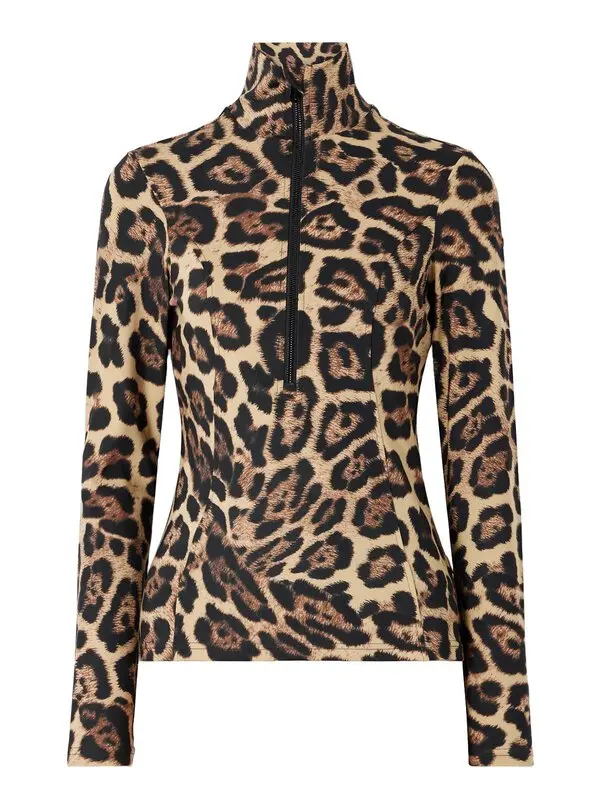 Goldbergh Leona Leopard-print Half-zip Top - Animal Print