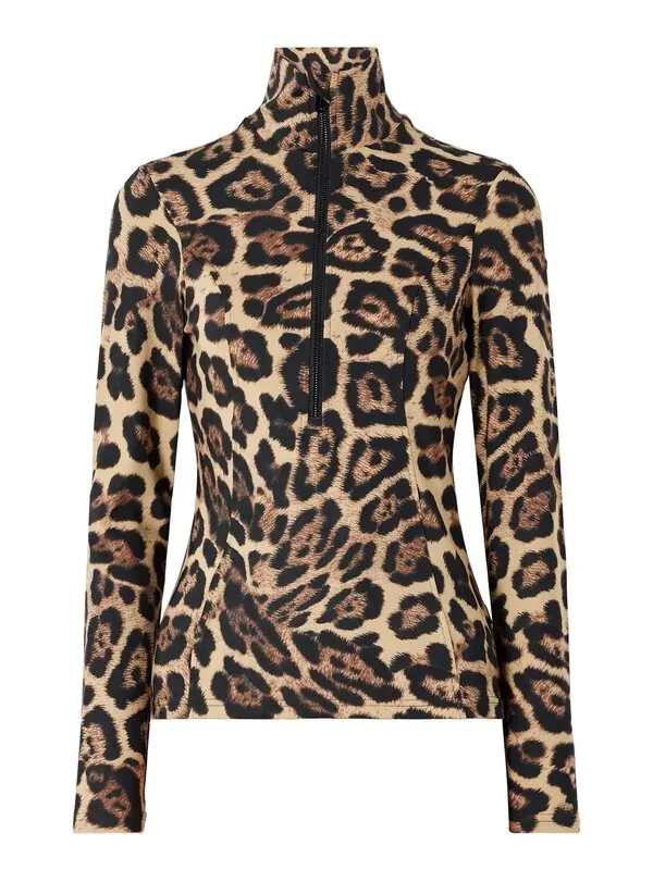 Goldbergh Leona Leopard-print Half-zip Top - Leopard Print