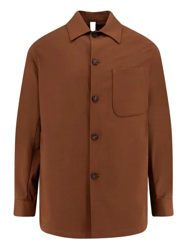 HEVO Bari Oversized Wool Blend Shirt - Brown