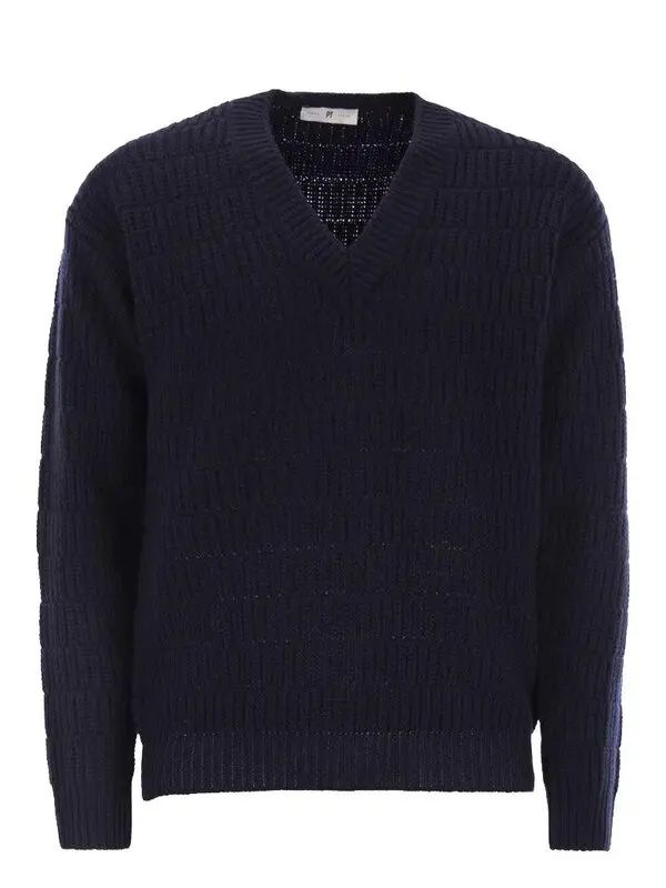 PT TORINO Wool V-neck Sweater - Navy