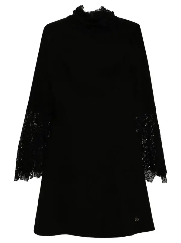 SAIID KOBEISY Logo-patched Floral-lace Dress - Black