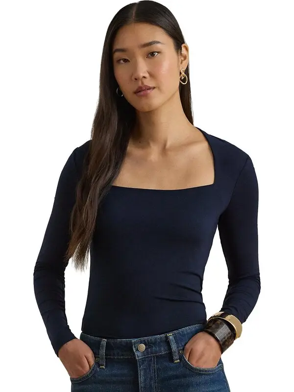 Ralph Lauren Stretch Jersey Square-neck Top - Lauren Navy