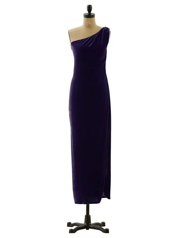 Ralph Lauren 2008 Leighton One-shoulder Velvet Dress - Purple
