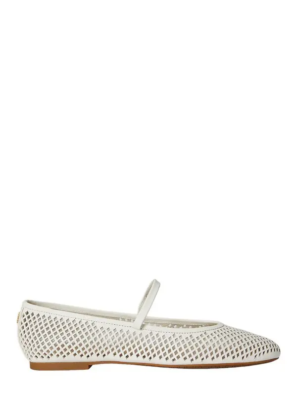 Ralph Lauren Jayna Perforated Leather Mary Jane Flat - Soft White