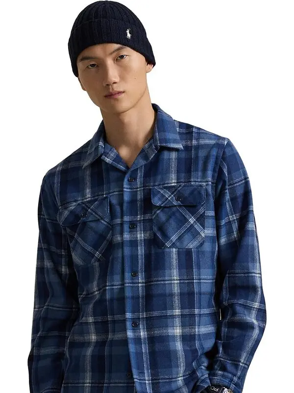 Ralph Lauren Classic Fit Plaid Wool Shirt - Blue Heather Multi