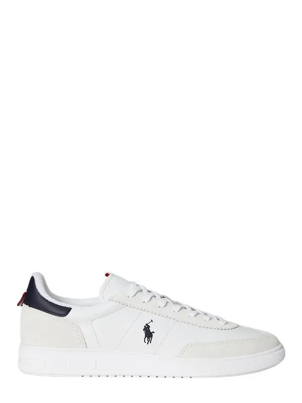 Ralph Lauren Bedford Leather-suede Sneakers - White/navy/red