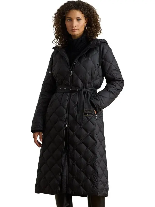 Ralph Lauren Hooded Diamond-quilted Down Maxicoat - Black