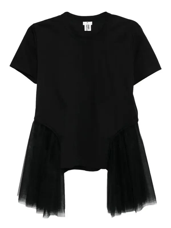 Noir Kei Ninomiya Tulle-sleeved T-shirt - Black