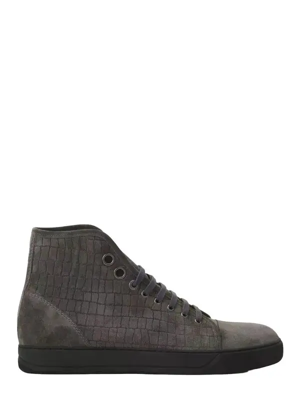 LANVIN Textured High-top Sneakers - Grey