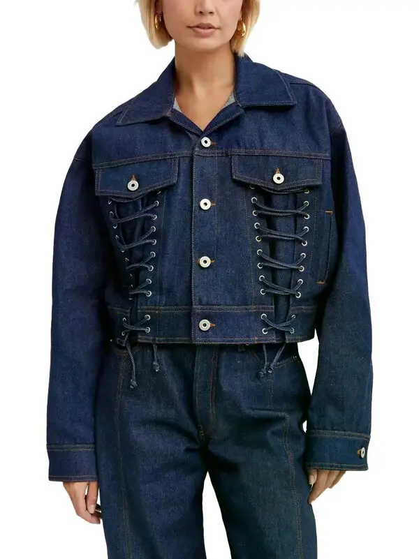JEAN PAUL GAULTIER Lacing-detail Denim Jacket - Blue
