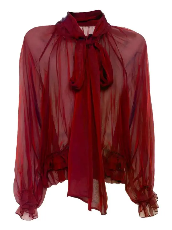 SAIID KOBEISY Blouse With Bow Detail - Red