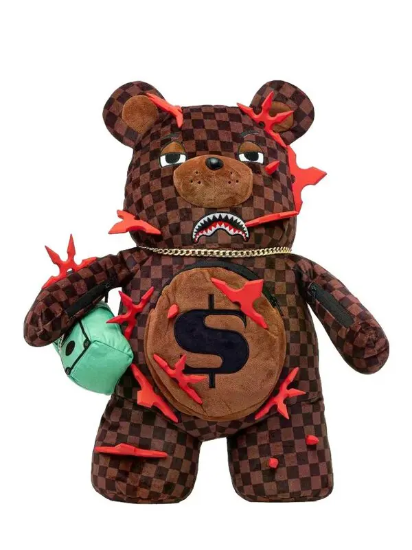 SPRAYGROUND Checked Pattern Bear-shape Backpack - Brown