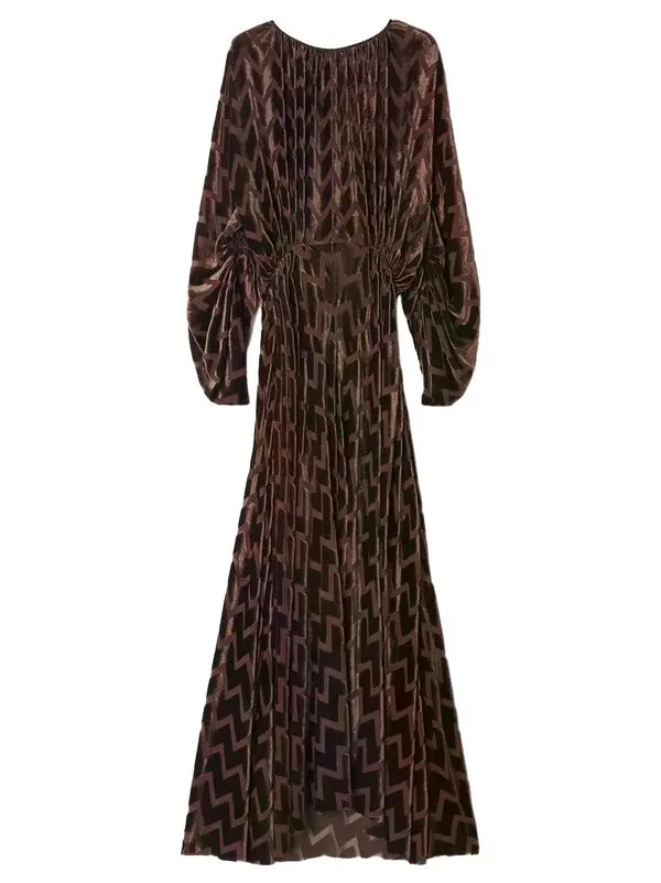 LANVIN Chevron-pattern Maxi Dress - Brown