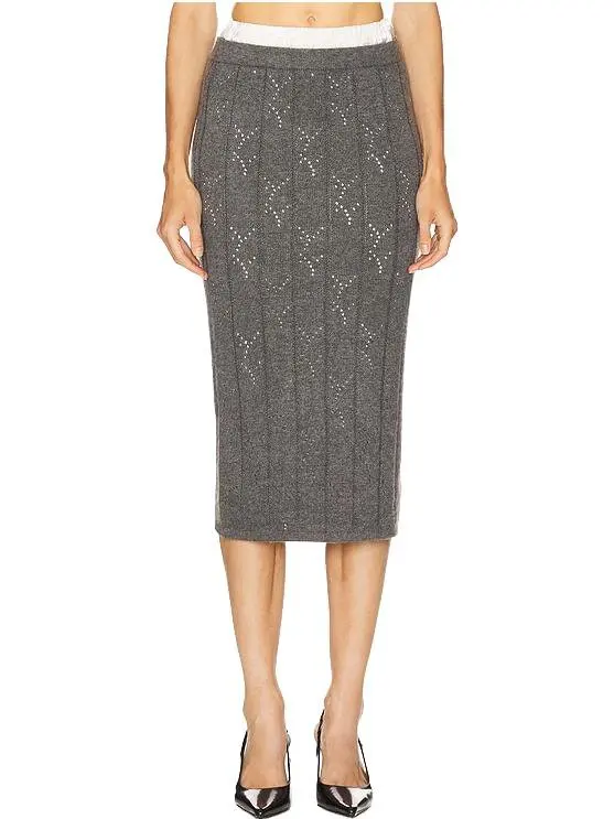 Line & Dot Alena Midi Skirt - Charcoal Grey