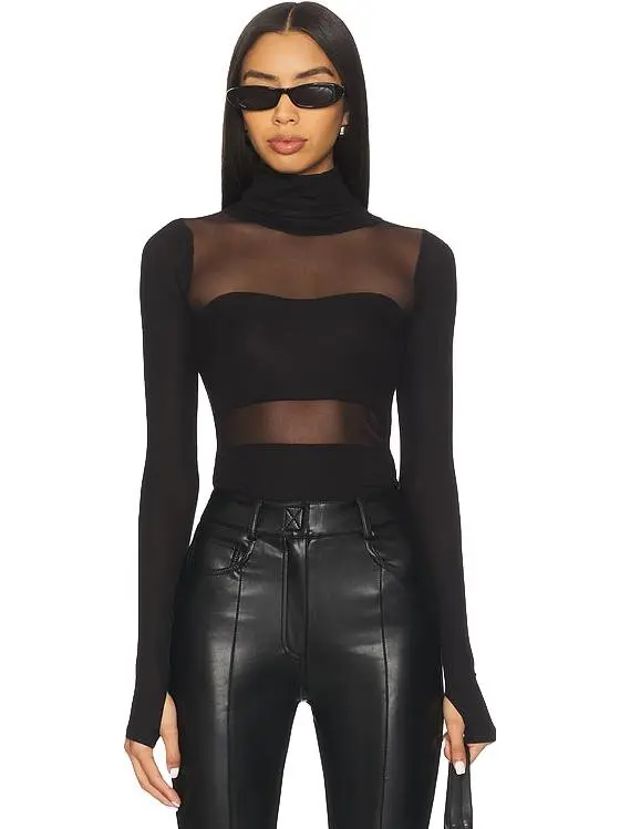 Michael Lauren Long Sleeve Fitted Turtleneck Top - Black