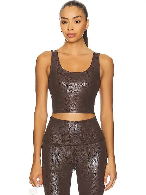 Beyond Yoga Power Shine Sport + Street Cropped Tank Top - Espresso Viper