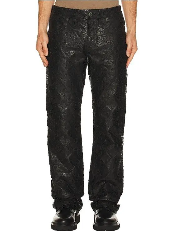 AFFLICTION Quilted Cross Leather Pant - Black